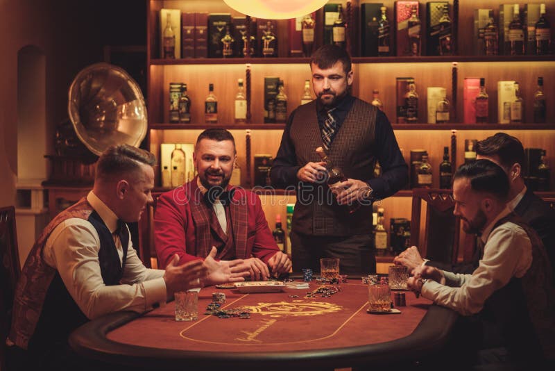 Group of Upper Class Men Playing Poker in Gentlemen`s Club Stock Image ...