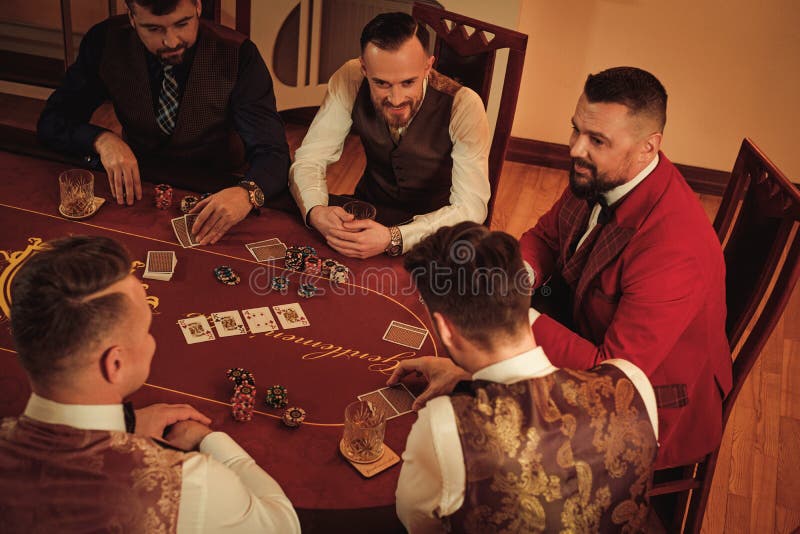 Group of Upper Class Men Playing Poker in Gentlemen`s Club Stock Image ...