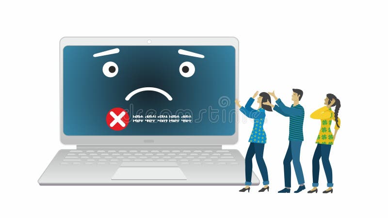A Group of Upset People in Front of Laptop with Problem. Vector ...