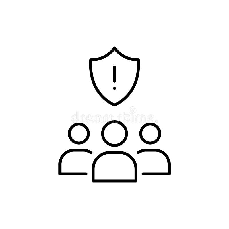 Group of Users, Security Shield and Exclamation Mark. Community Risk ...