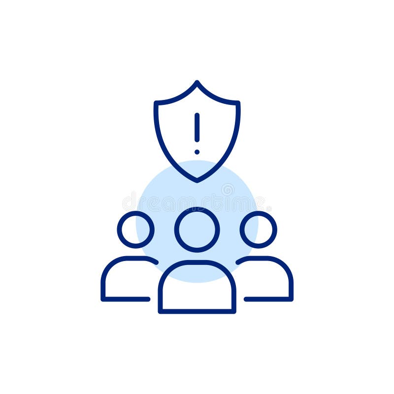 Group of Users, Security Shield and Exclamation Mark. Community Risk ...