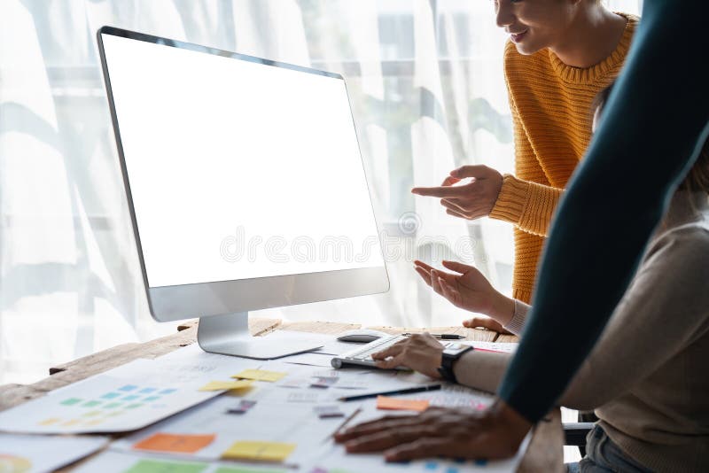 Group of Ux Developer and Ui Designer Brainstorming about App Interface ...