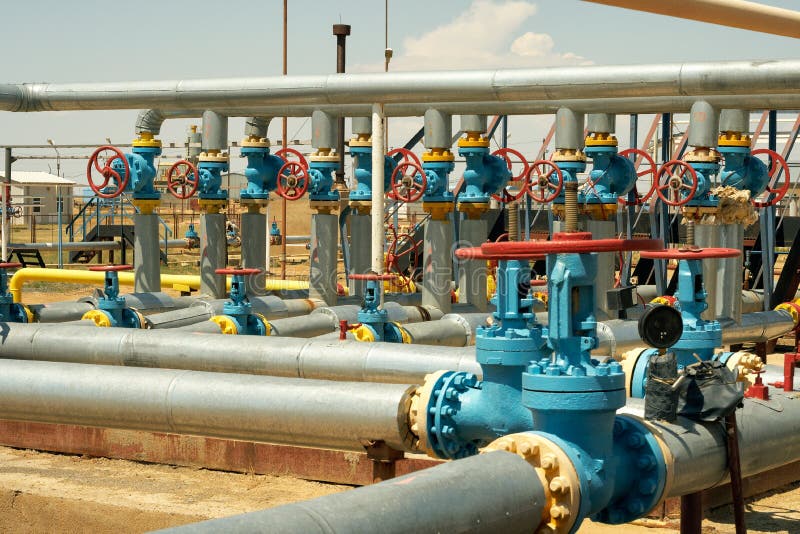 Oil Gas Processing Plant Pipe Line Valves Stock Photo - Image of ...