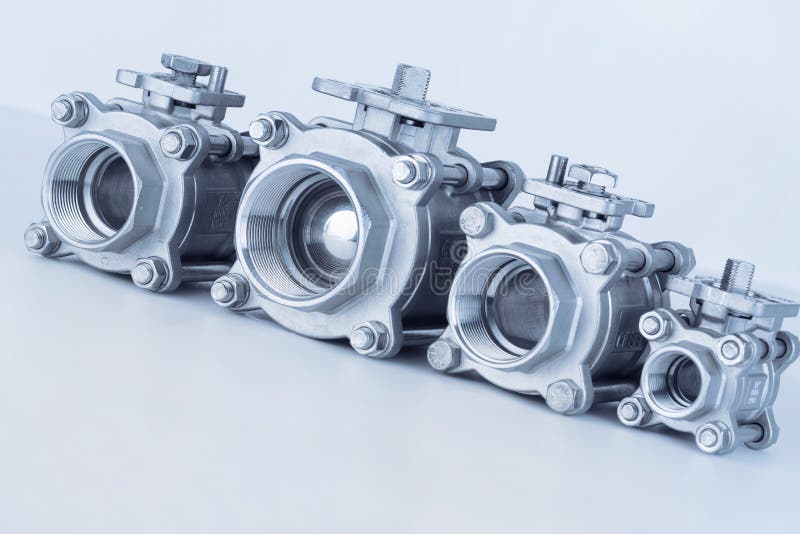 Group 4 Valves Located on the Diagonal, Different Sizes Stock Photo ...
