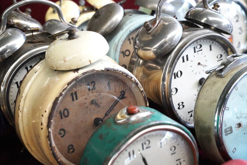 Group of Various Old Alarm Clocks Stock Image - Image of style, alarm ...