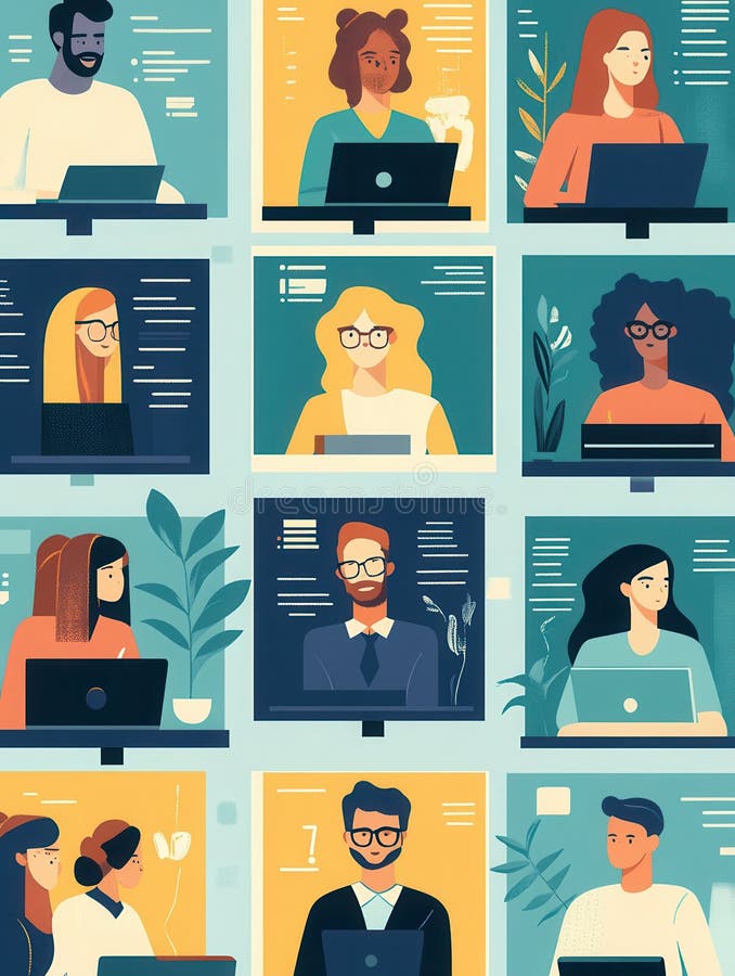 A Group of Various People Focus on Their Computers, Collaborating and ...