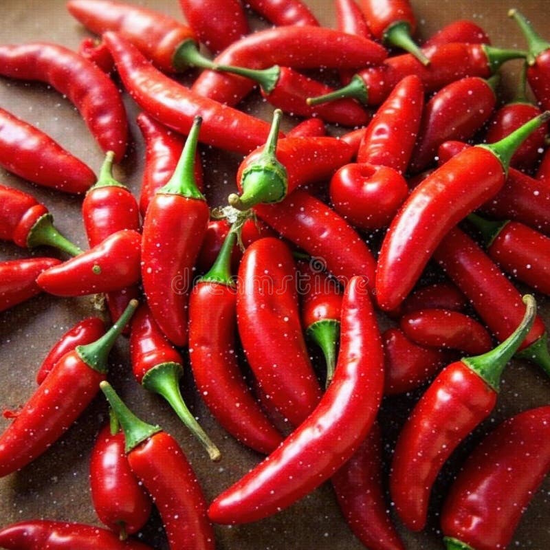 Group of Various Red Chili Peppers, Different Sizes and Shapes, Orange ...