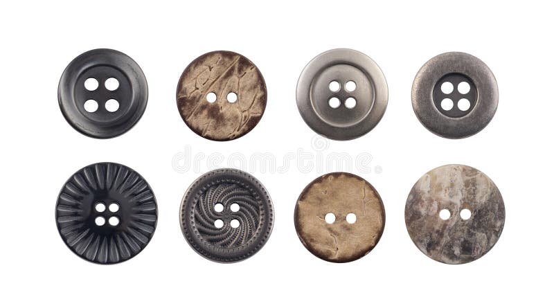 Group of Various Sewing Clothing Buttons Isolated on White Stock Image ...