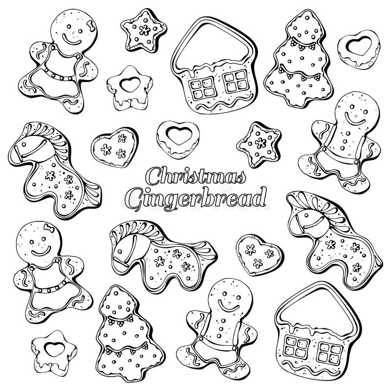 Gingerbread Man in Sketch Style. Christmas Symbol Stock Vector ...