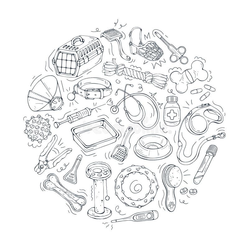 Veterinary Accessories for Care Cats and Dogs. Vector Stock Vector ...