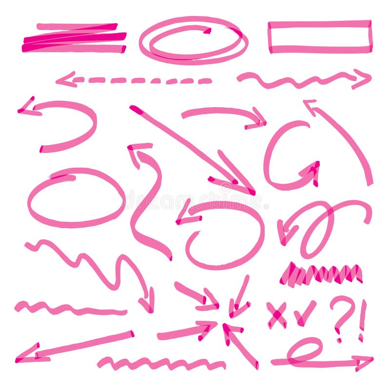 Group of Vector Pink Arrows Stock Illustration - Illustration of pink ...