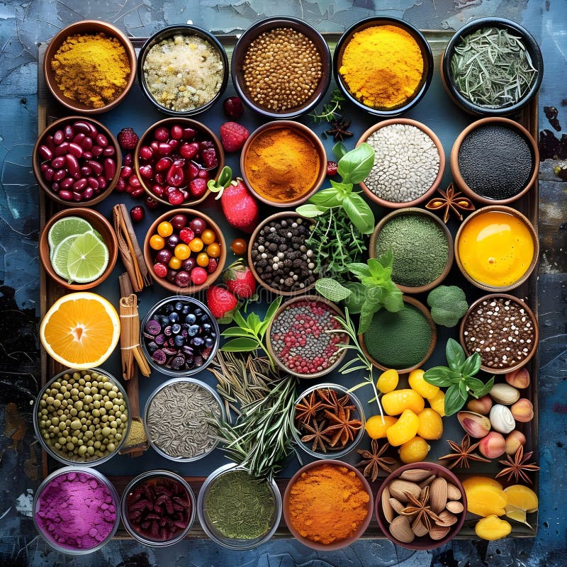 Group of Vegan Food Rich in Antioxidants. Top View. Ingredients for the ... Group of Vegan Food Rich in Antioxidants. Top View. Ingredients for the ...