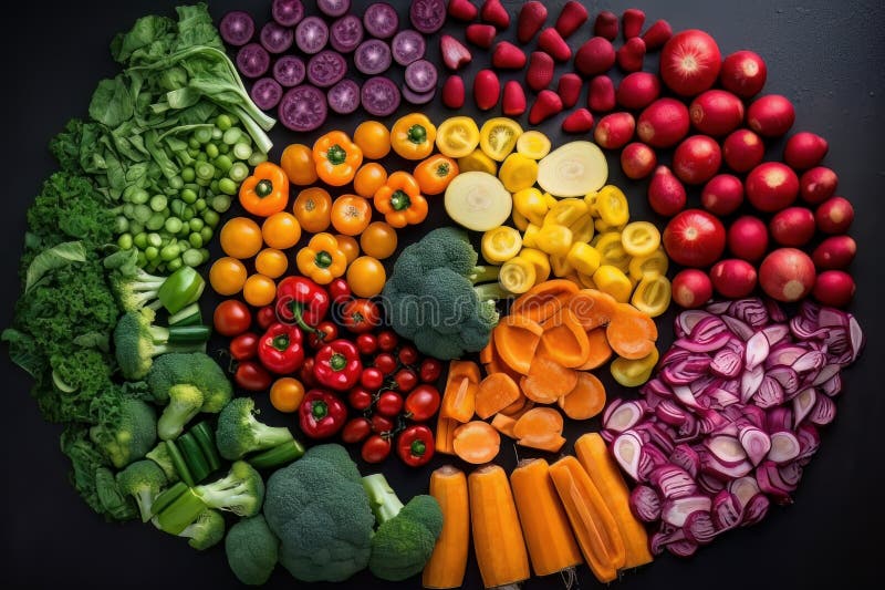 Group of Vegetables Divided by Colors. Generative Ai Stock Illustration ...