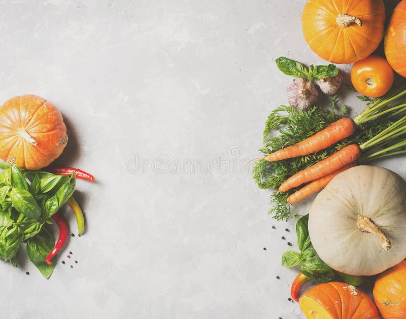 Group of Vegetables Over Grey Texture Stock Image - Image of pumpkin ...
