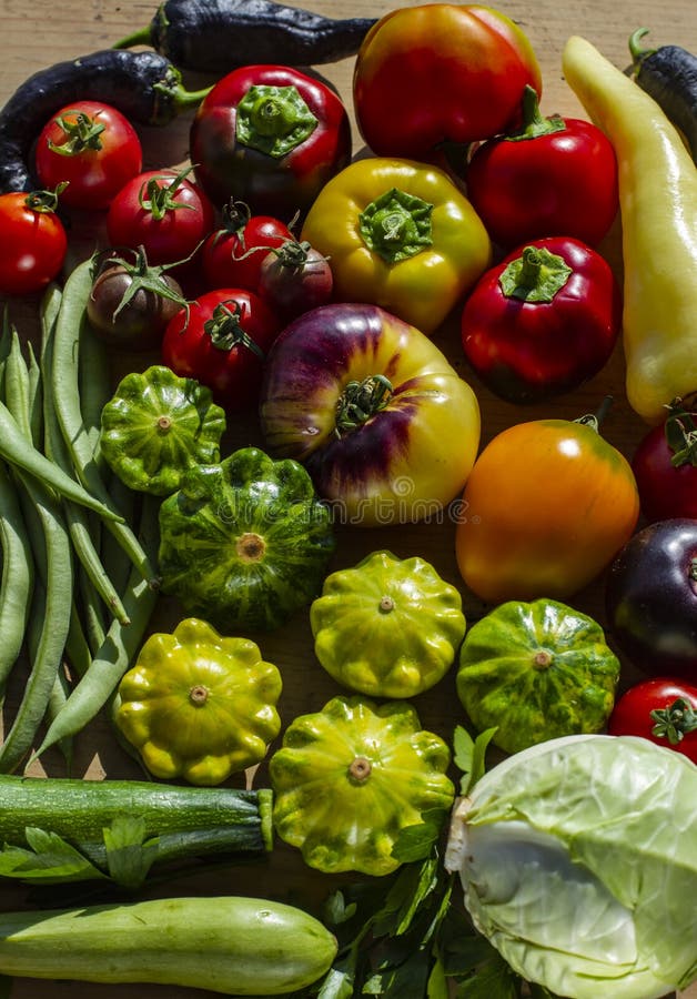 Group of Vegetables on a Wooden Stock Image - Image of pepper, seasonal ...