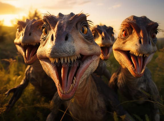 A group of velociraptors stock illustration. Illustration of danger ...