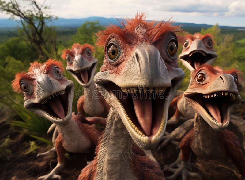 A group of velociraptors stock photo. Image of jurassic - 289758850