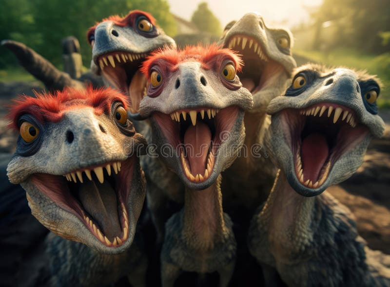 A group of velociraptors stock image. Image of animal - 289759099