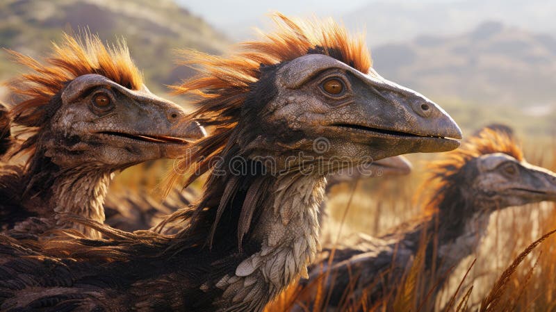 Group of Velociraptors in a Prehistoric Environment, Generative AI ...