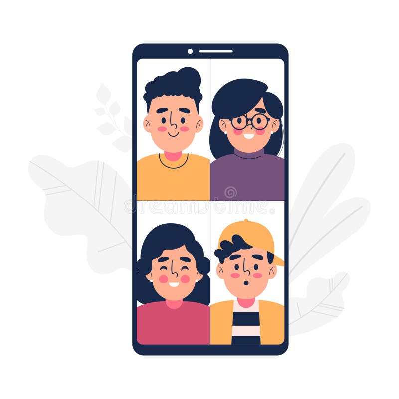 Group Video Call Concept Illustration Stock Vector - Illustration of ...