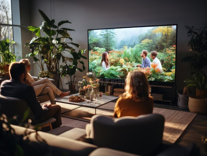 Group Video Call with Large Projected Screen Stock Illustration ...