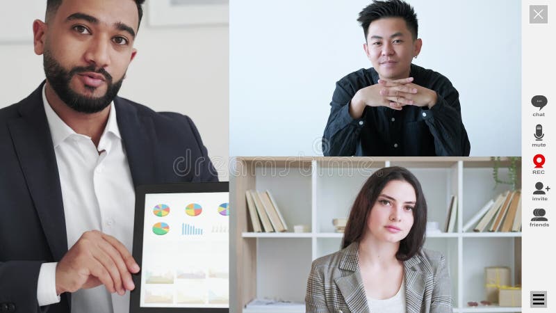 Group Video Call Remote Work Team Virtual Office Stock Footage - Video ...