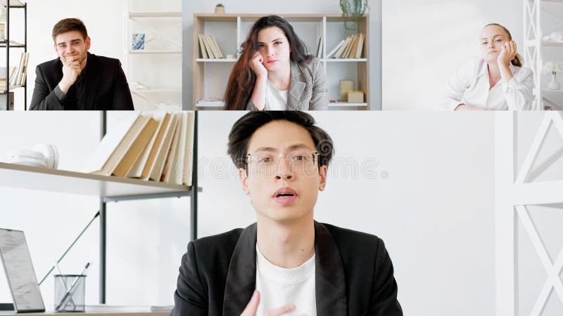 Group Video Call Remote Work Team Virtual Office Stock Photo - Image of ...