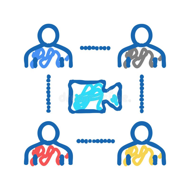 Group Video Calling Conversation Icon Doodle Illustration Stock ...