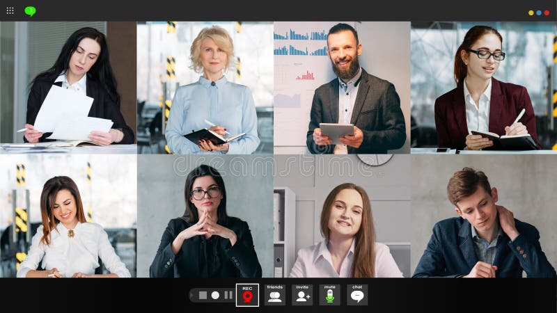 Group Video Conference Online Presentation Team Stock Image - Image of ...