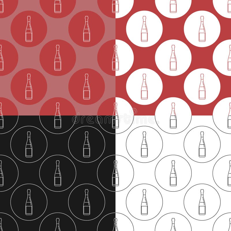 Group View Seamless Pattern of Bottle of Red Wine in Flat Style in Form ...