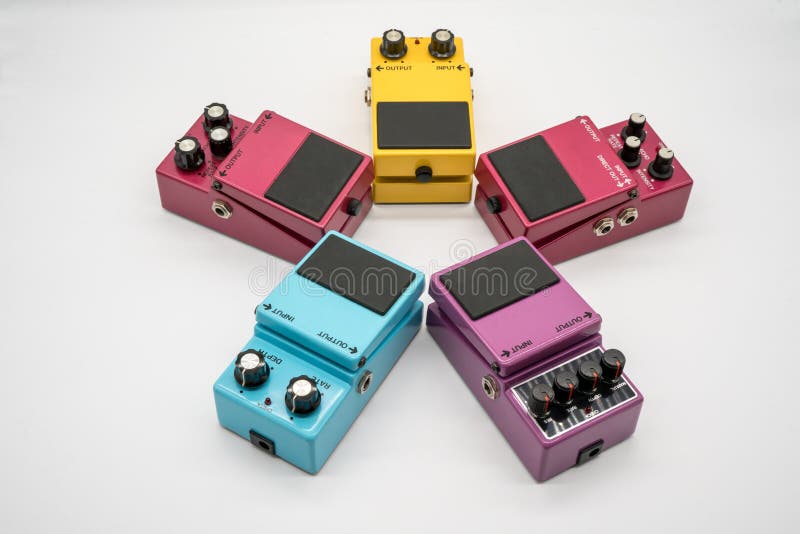 Group of Vintage Guitar Pedals Stock Image - Image of electronic ...