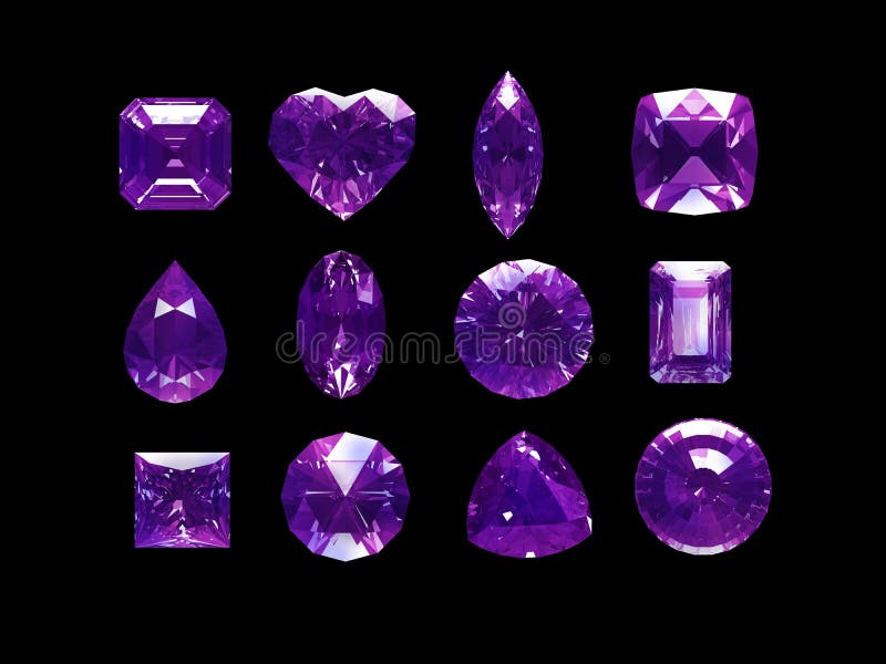 Group of Violet Topaz with Clipping Path Stock Illustration ...