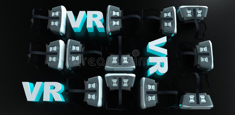 Group of Virtual Reality Glasses in Different Positions Next To the ...