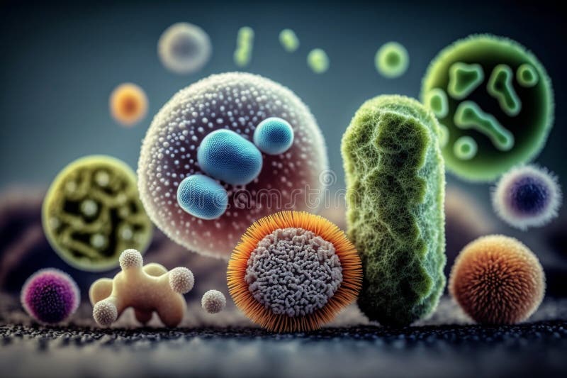 Group of Virus Cells. Bacterial Microorganism in a Circle Stock ...