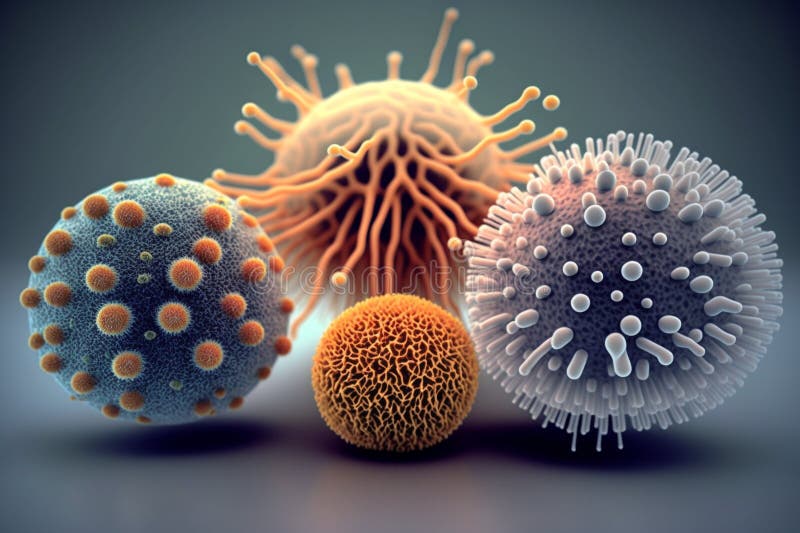 Group of Virus Cells. Bacterial Microorganism in a Circle Stock ...