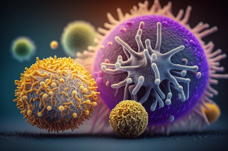 Group of Virus Cells. Bacterial Microorganism in a Circle Stock ...