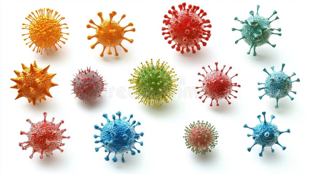 Group of Viruses Illustrated on a Digital Background Showing Complex ...