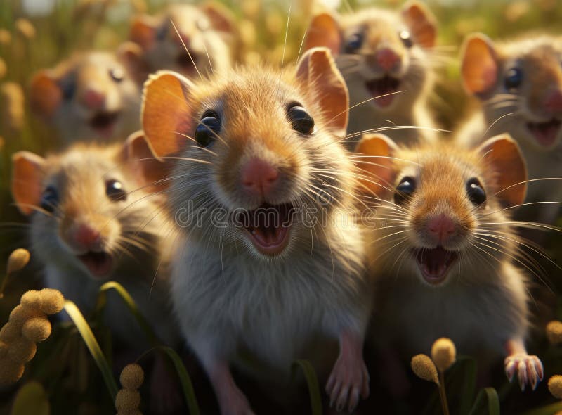 A group of vole mice stock illustration. Illustration of cute - 289729476
