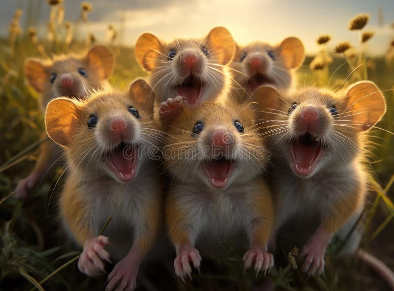 A group of vole mice stock illustration. Illustration of standing ...
