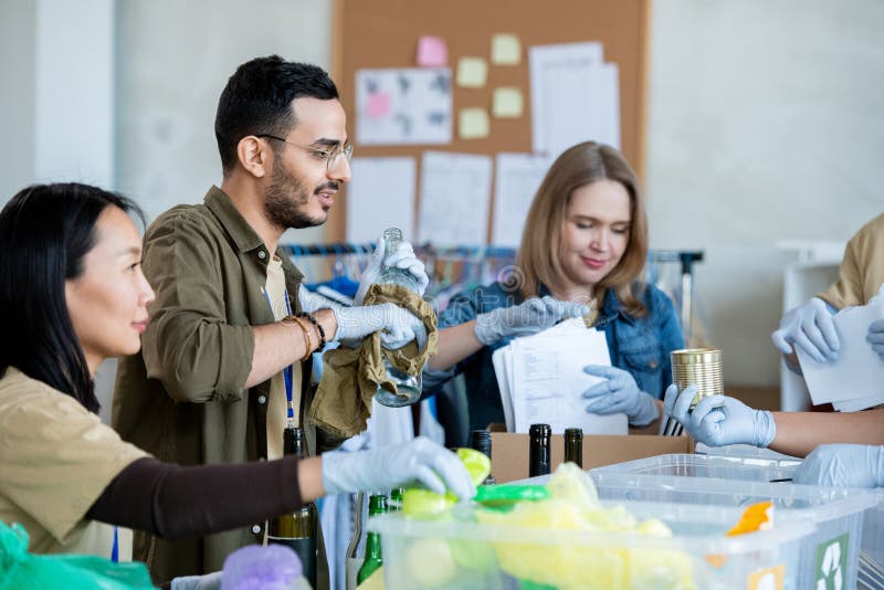 Group of Volunteers Sorting Garbage Stock Image - Image of team, waste ...