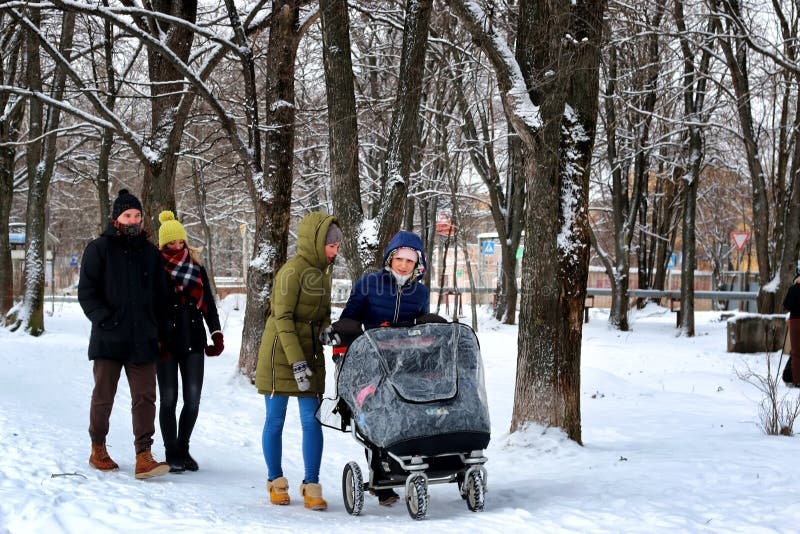 Group Walk Outdoor Winter Snowy Stock Image - Image of abstract, motion ...
