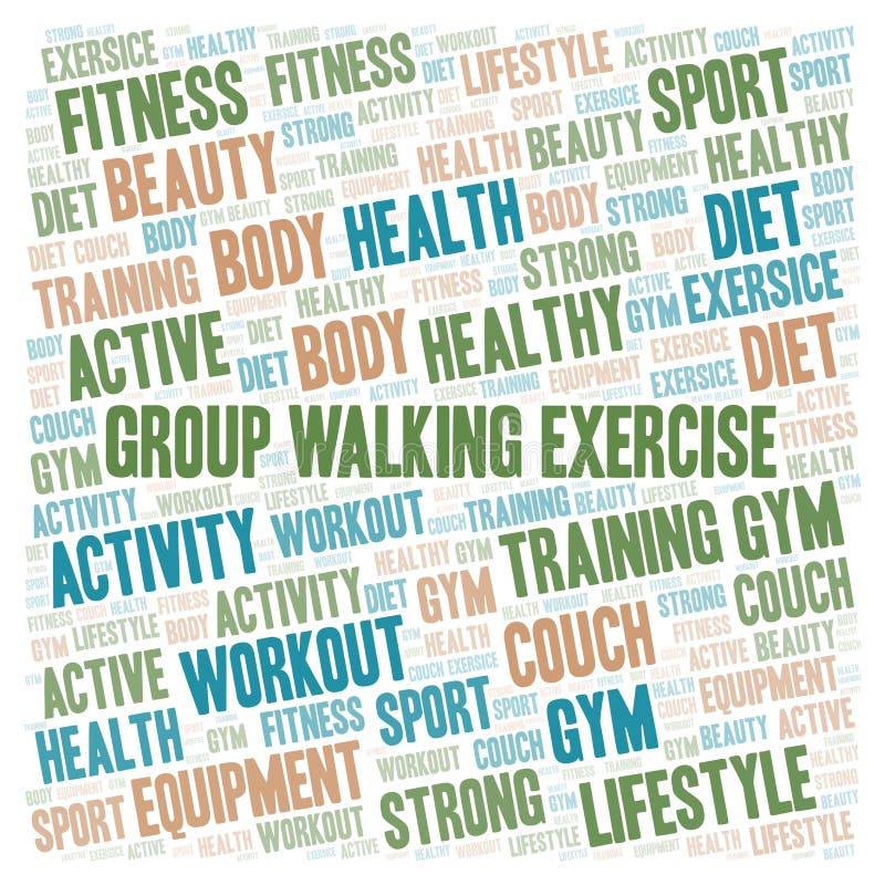 Group Walking Exercise Word Cloud Stock Illustration - Illustration of ...