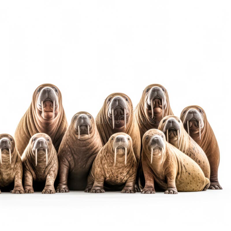 A Group of Walruses are Standing in a Line Stock Image - Image of ocean ...