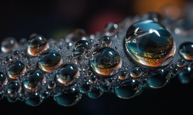 A Group of Water Droplets Sitting on Top of a Leaf Stock Illustration ...