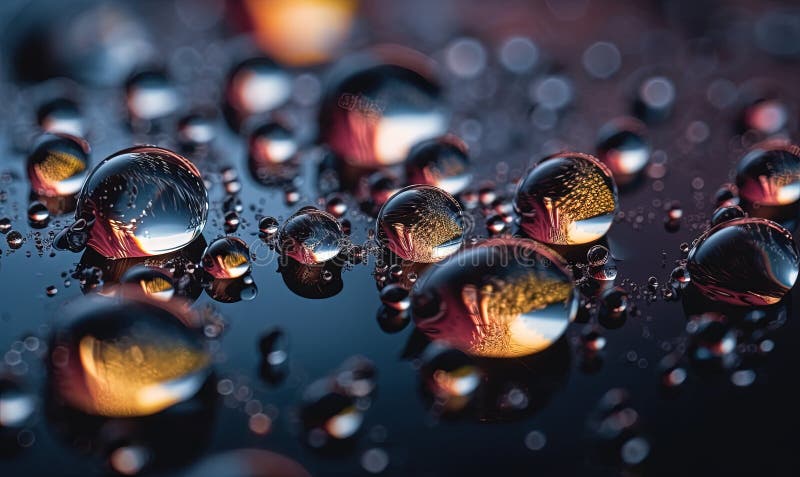 A Group of Water Droplets Sitting on Top of a Table Stock Illustration ...