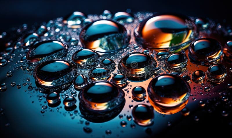 A Group of Water Droplets on a Surface of Water with Drops of Water on ...