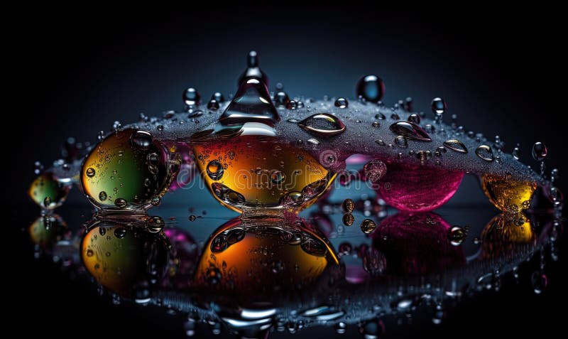 A Group of Water Droplets on Top of a Black Surface Stock Illustration ...