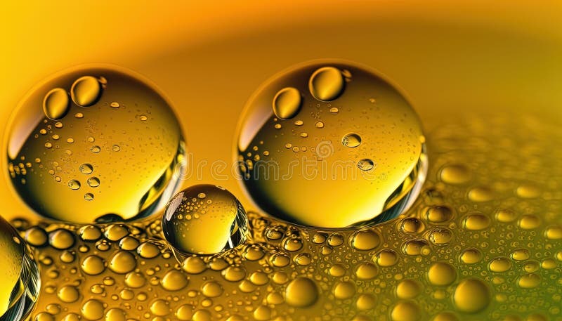 A Group of Water Droplets on a Yellow Surface with a Yellow Background ...
