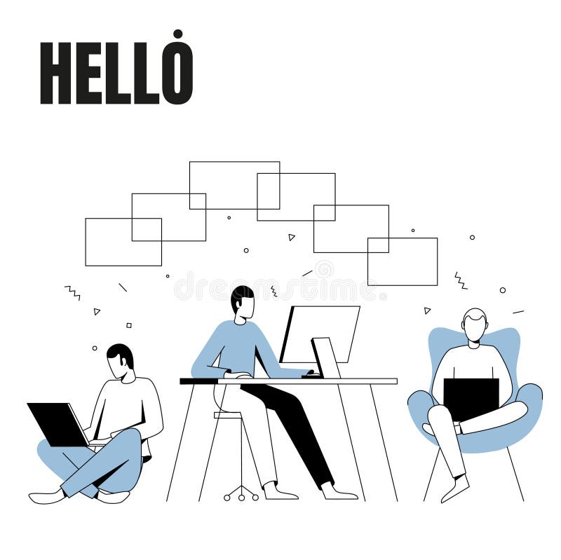 A Group of Web Developers is Working on a Project. Stock Vector ...