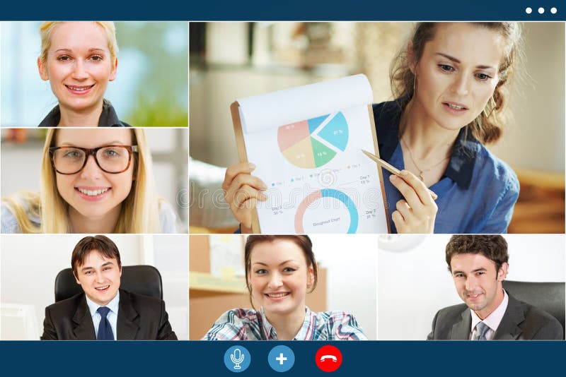 Group Webcam Conference of Business Team Stock Photo - Image of chat ...